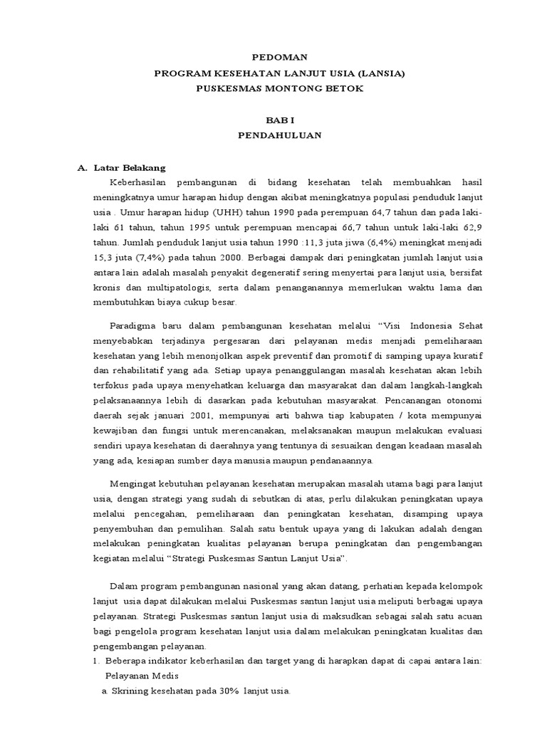 Pedoman Lansia | PDF | Ilmu Sosial