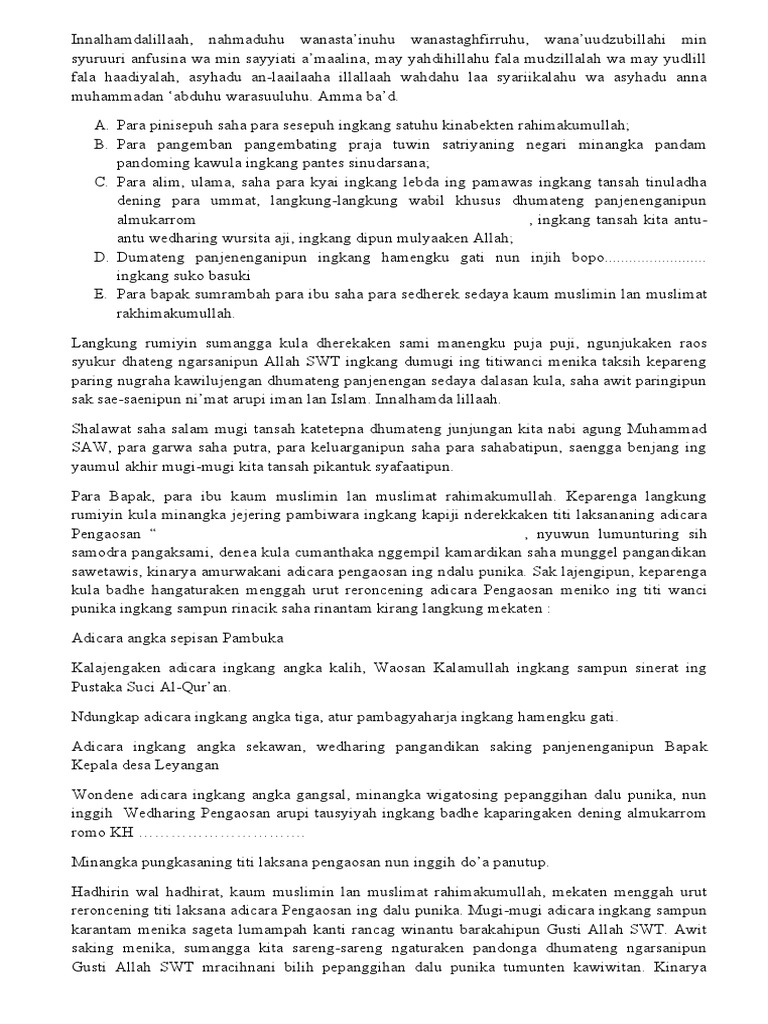 Pranatacara Bahasa Jawa Pengajian | PDF