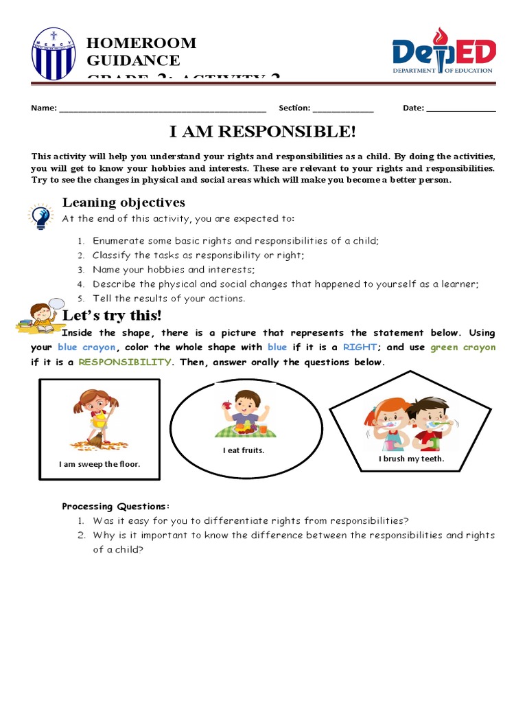 Homeroom Guidance G2 - ACTIVITY 2 | PDF