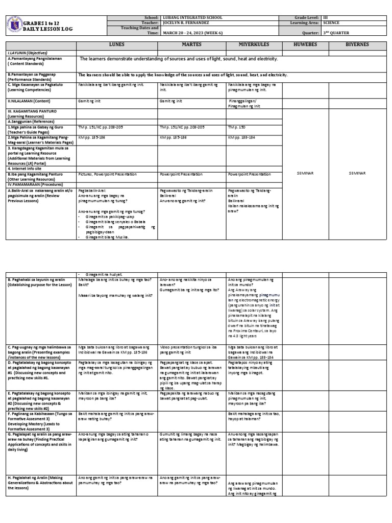 Science 3 - Q3 - W6 | PDF
