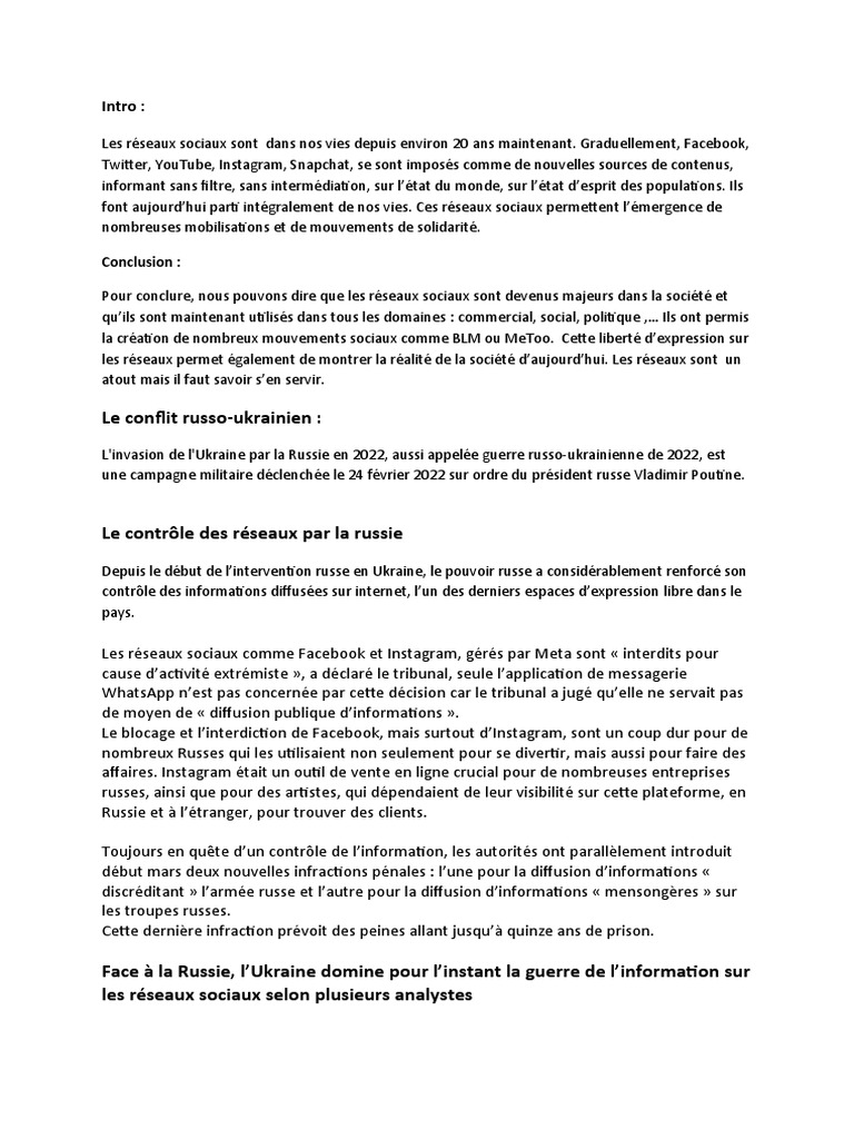 Exposé Reseaux Sociaux | PDF