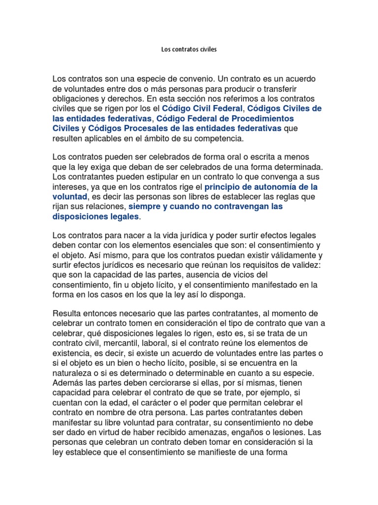Los Contratos Civiles | Descargar gratis PDF | Consentimiento | Derecho ...