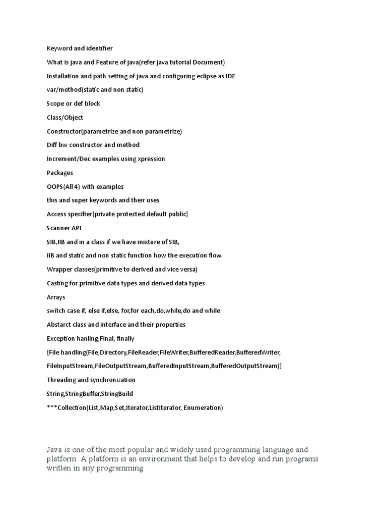 Java Course | PDF | Java (Programming Language) | Method (Computer Programming)