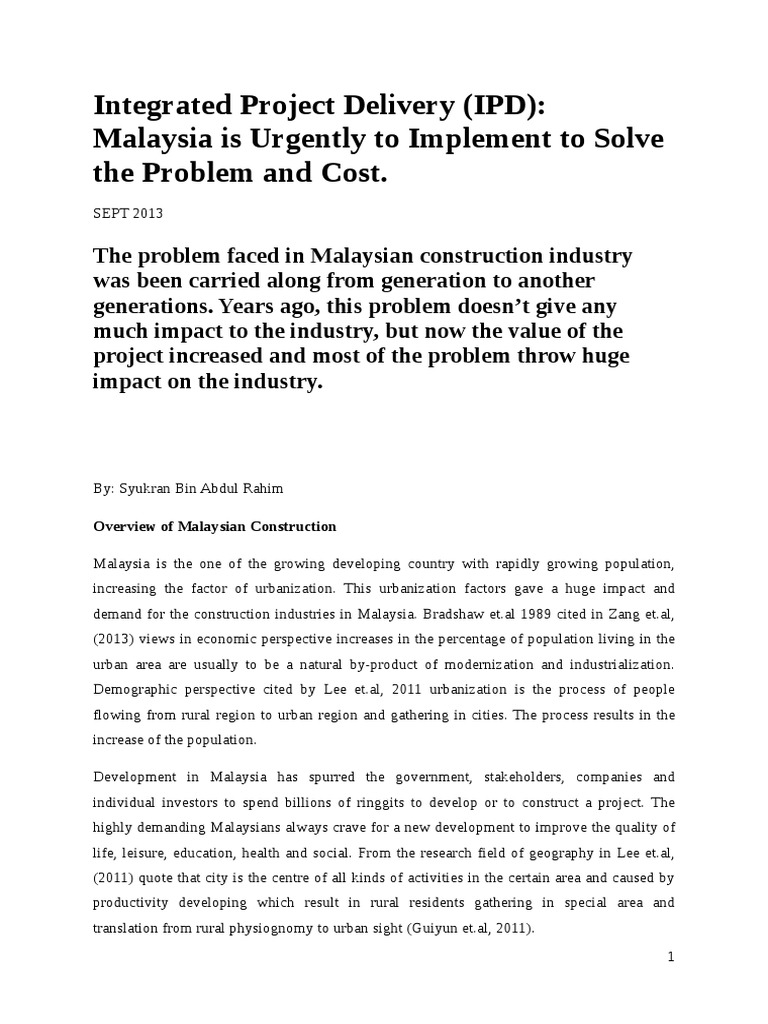 Integrated Project Delivery (IPD) : Malaysia Is Urgently To Implement ...