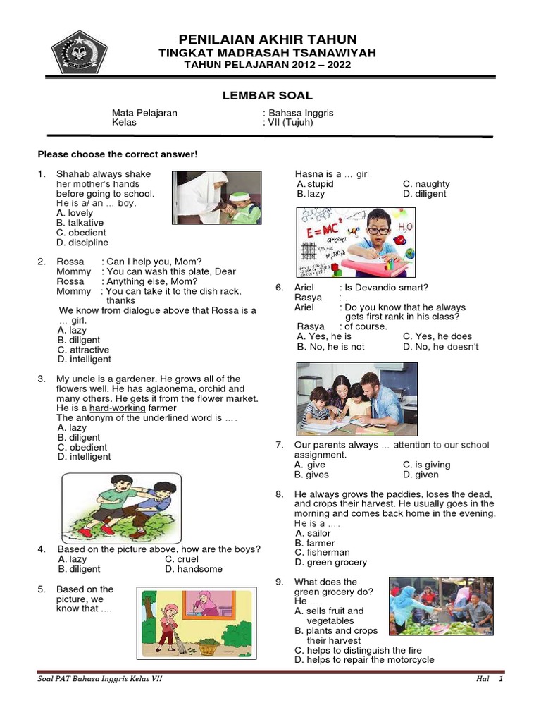 Soal Pat Bahasa Inggris Kelas 7 Tapel 2021-2022 | PDF