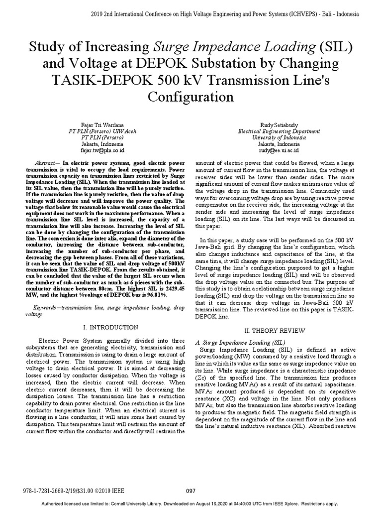 Study of Increasing Surge Impedance Loading (SIL) | PDF | Electric ...