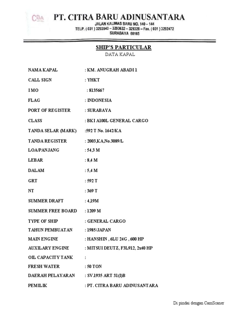 Ship Particular | PDF