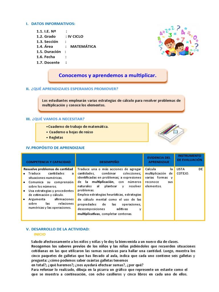 D2 A1 SESION MAT. Conocemos y Aprendemos A Multiplicar. | PDF ... D2 A1 SESION MAT. Conocemos y Aprendemos A Multiplicar. | PDF ...