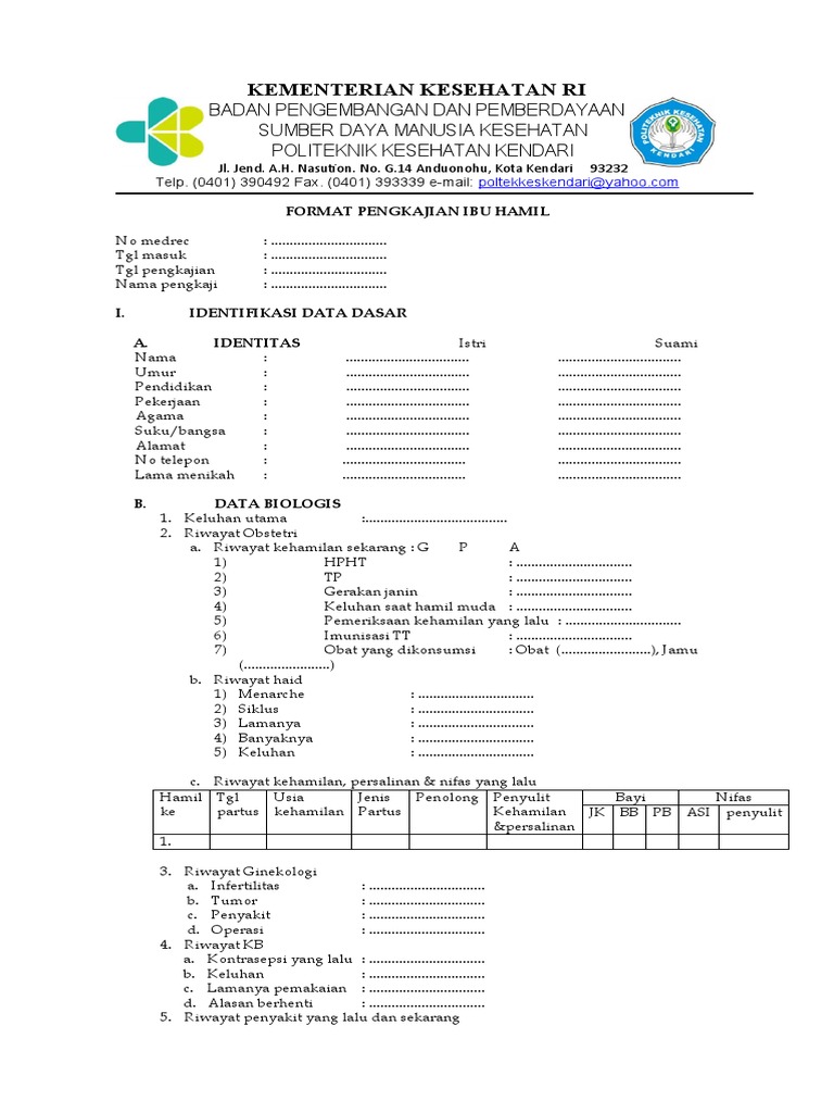 Poltek-Format Pengkajian Ibu Hamil | PDF