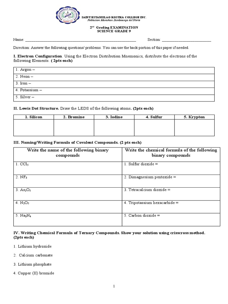 2nd Grading Grade 9 Science | PDF | Oxide | Hydroxide