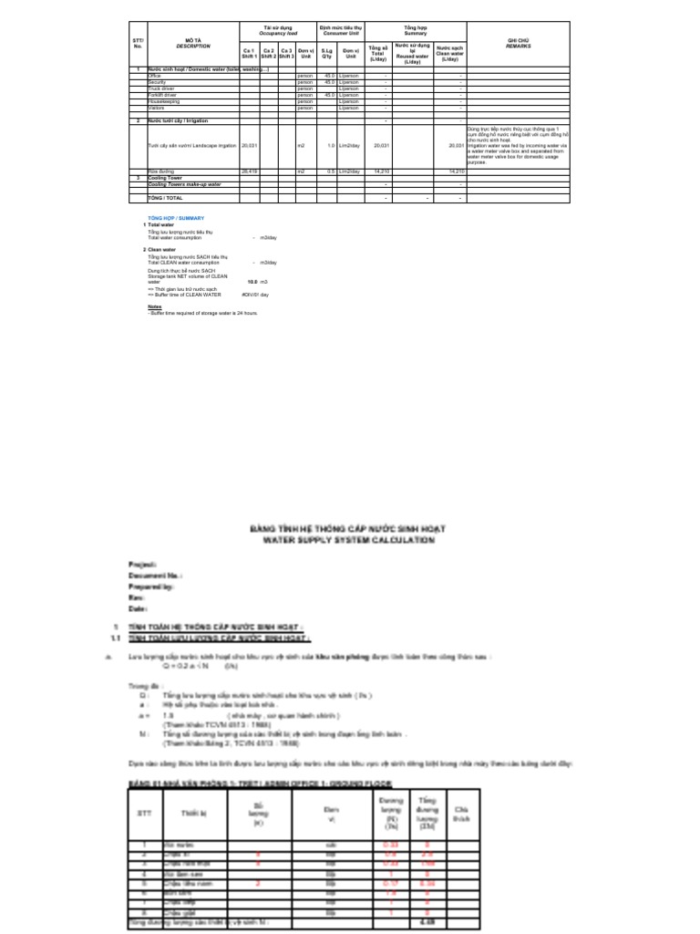 5. Plumbing Calculation_Bảng tính thoát hệ thống cấp thoát nước | PDF