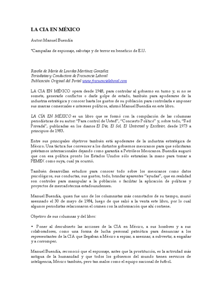 La Cia en México | PDF | Agencia Central de Inteligencia | México