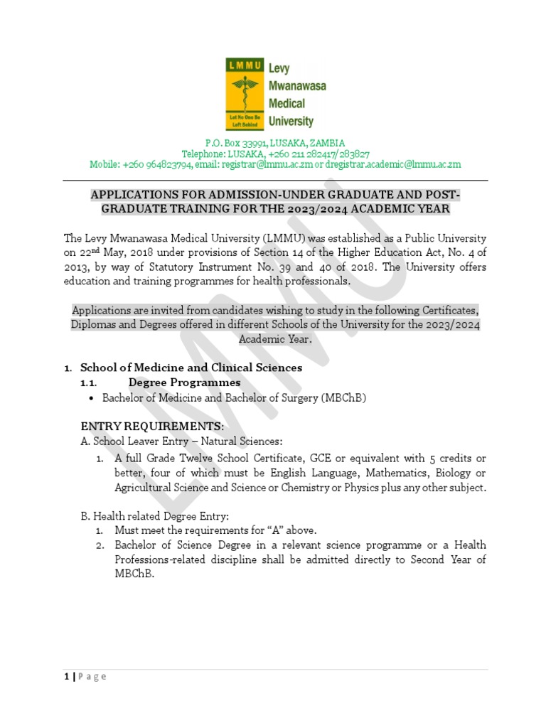 LMMU 2024 ADVERT Final 020823 - 230802 - 185757 | PDF | Bachelor's ...