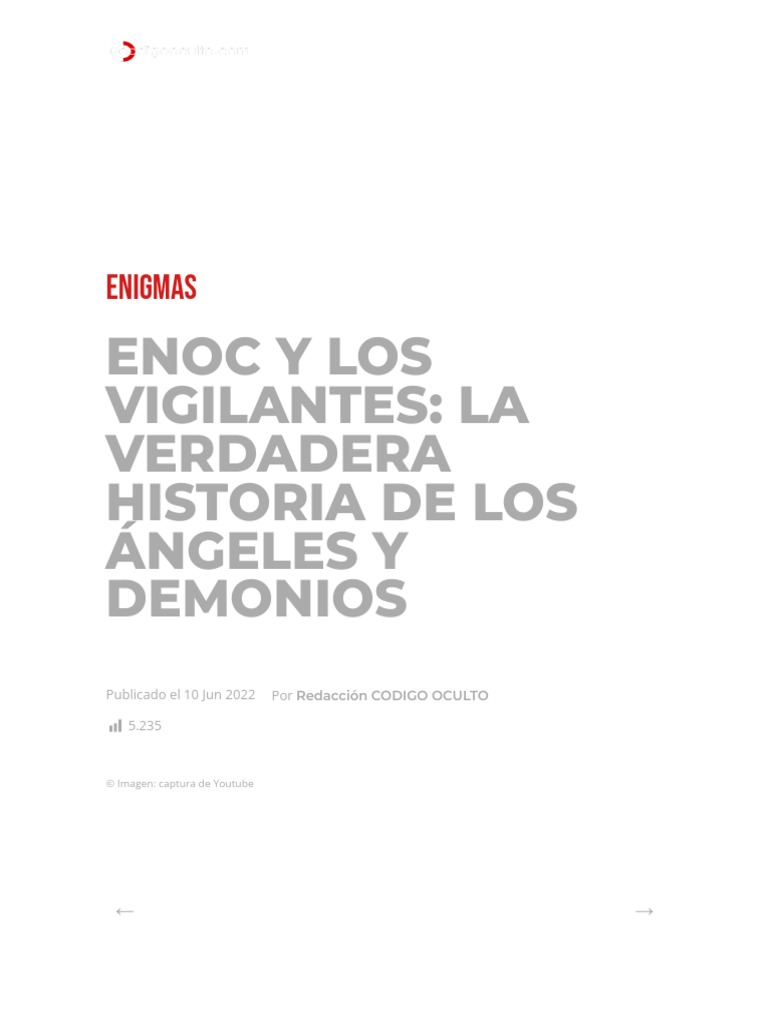 Enoc y Los Vigilantes - La Verdadera Historia de Los Ángeles y Demonios ... Enoc y Los Vigilantes - La Verdadera Historia de Los Ángeles y Demonios ...