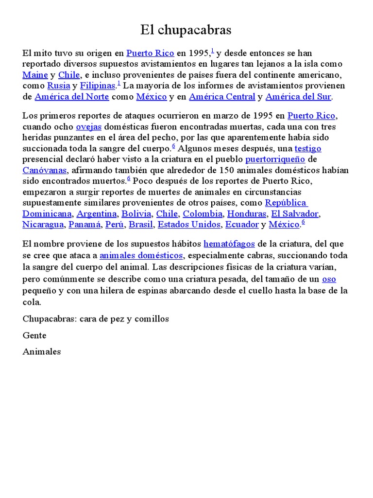 El Chupacabras | PDF | Viajes y turismo