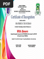 Matatag Certificate With Honors | PDF