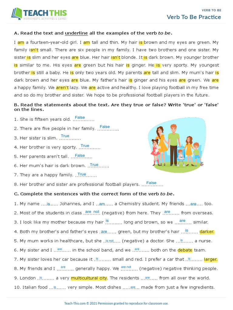 Verb To Be Practice | PDF | Language Mechanics | Syntax