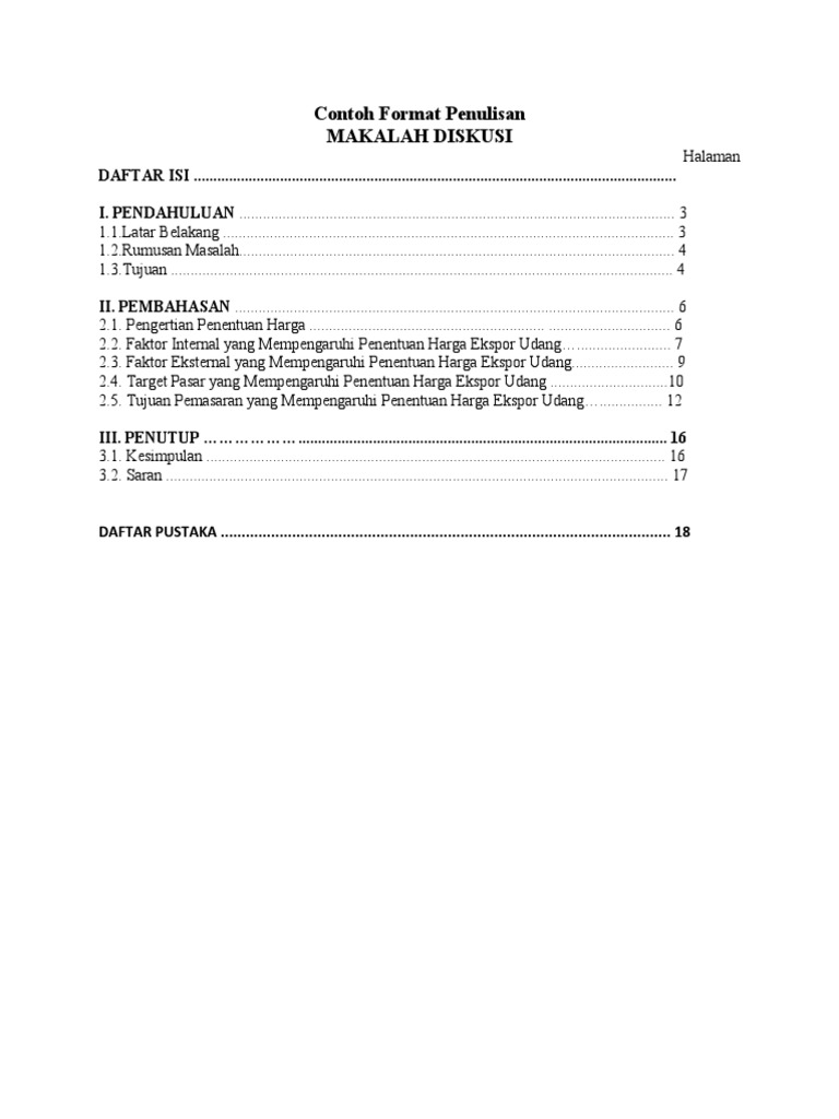 Contoh Format Penulisan Makalah Utk Diskusi | PDF