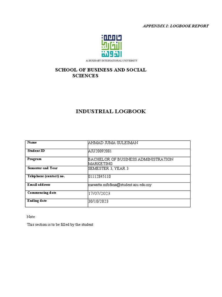 LOGBOOK REPORT - INTERNSHIP 2023 Week 3 | PDF | Cognition | Learning
