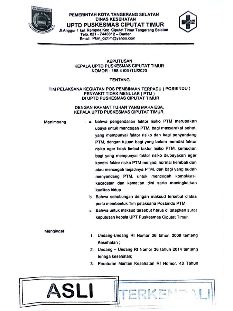 SK Pemeriksaan PTM 2023 | PDF