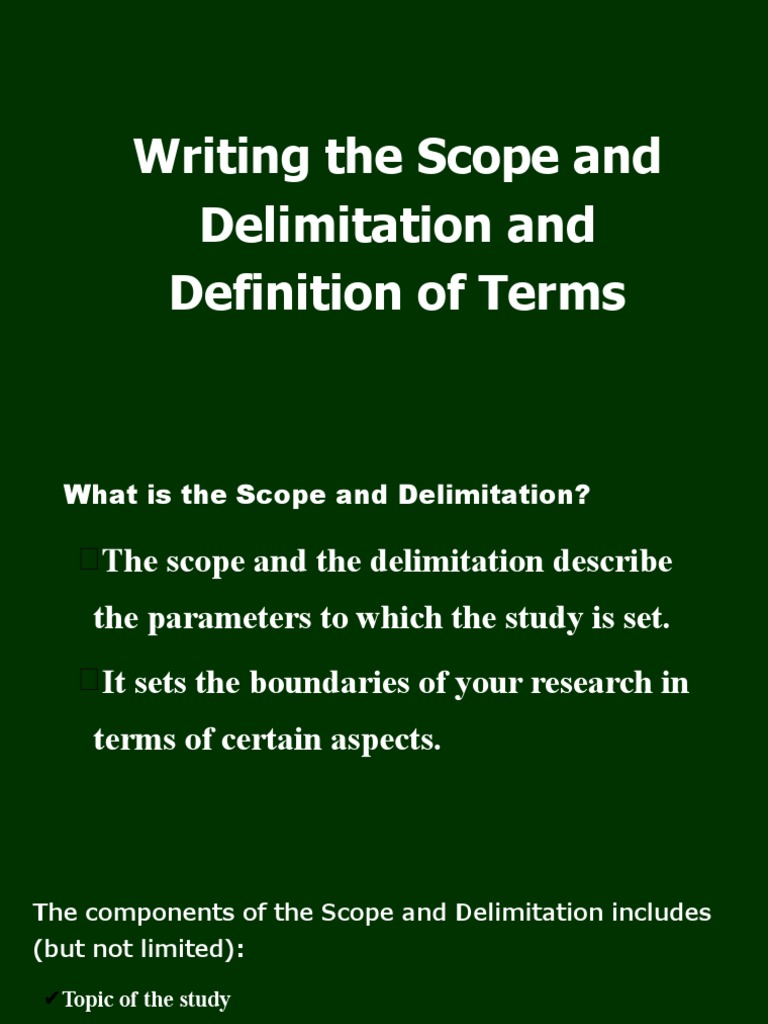 Scope and Delimitation | PDF | Scope (Computer Science) Scope and Delimitation | PDF | Scope (Computer Science)