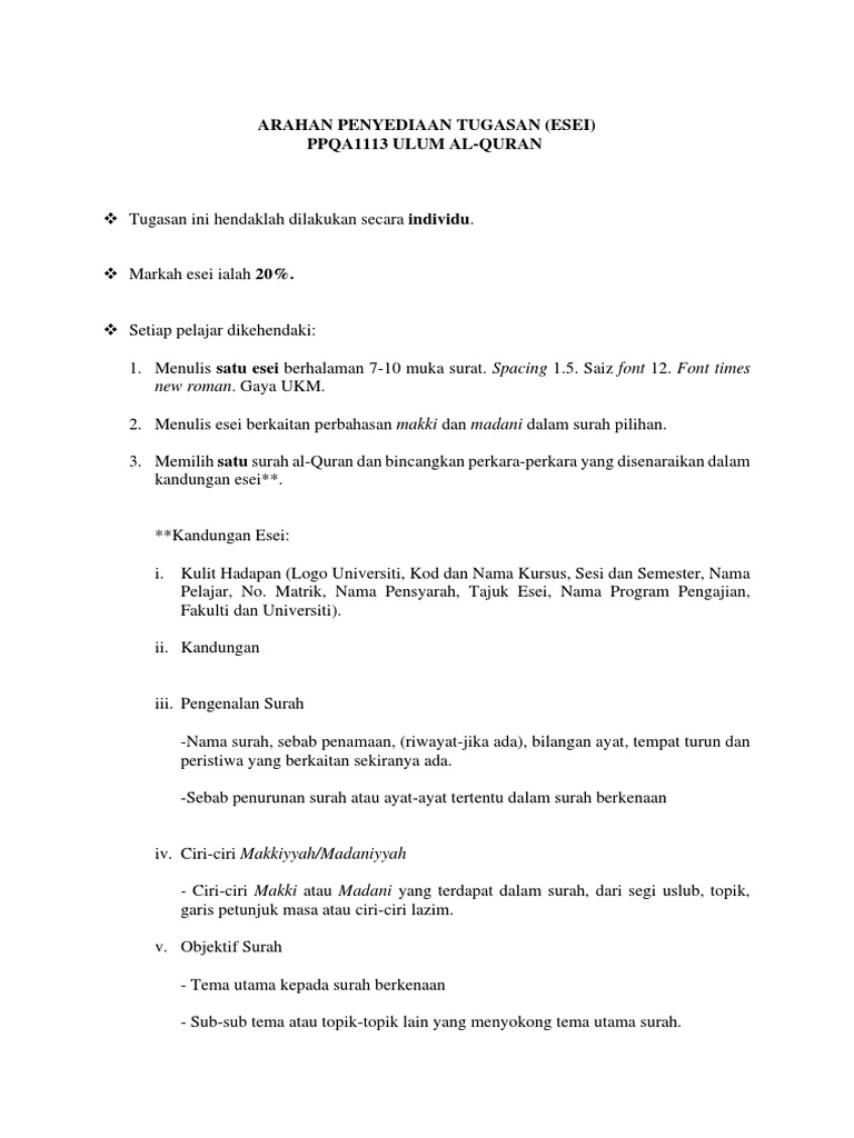 ARAHAN PENYEDIAAN TUGASAN | PDF