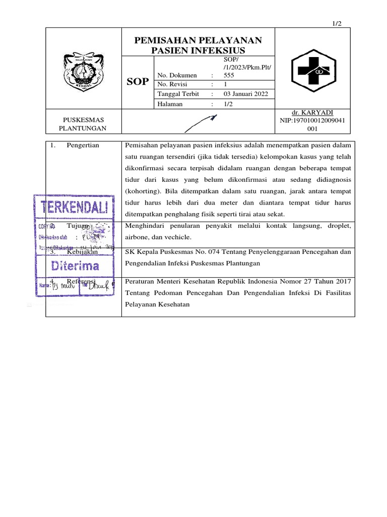 SOP Pelayanan Infeksius | PDF | Sains & Matematika