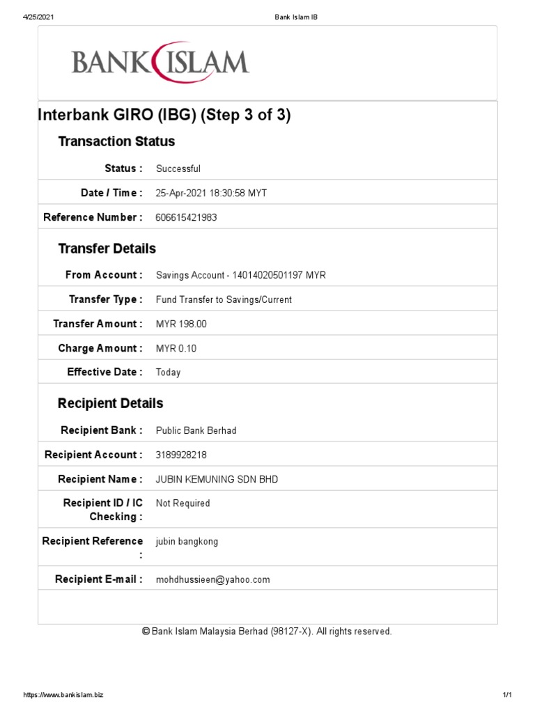 Successful IBG Transaction Details | PDF