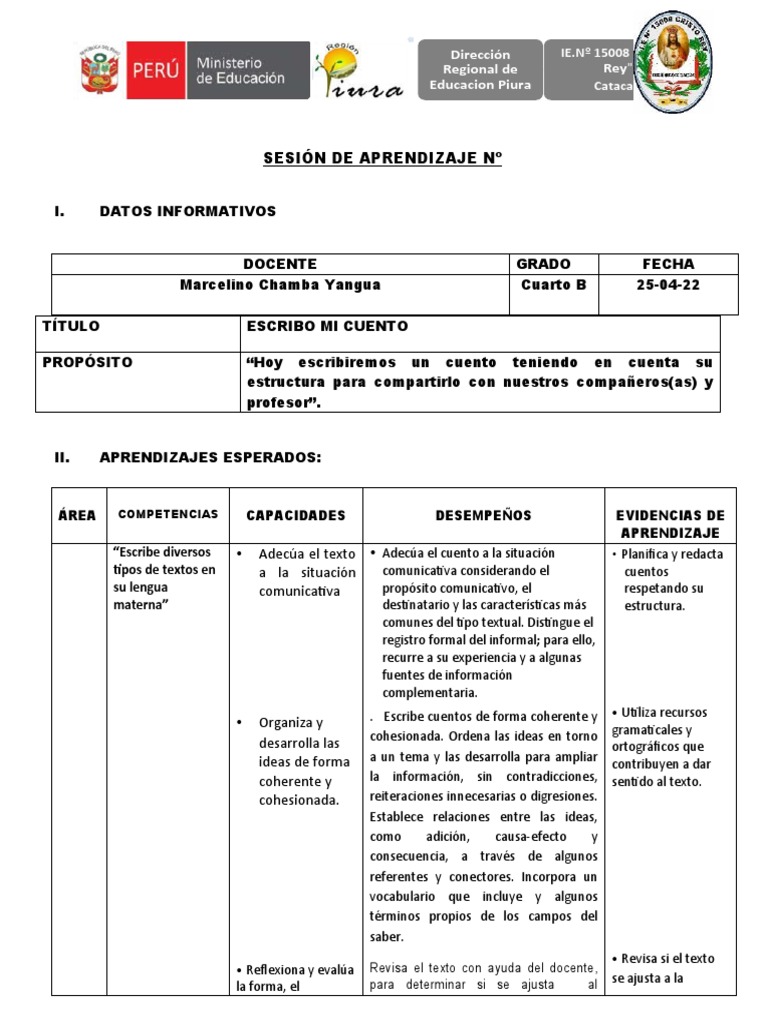 Sesion Escribimos Un Cuento | PDF