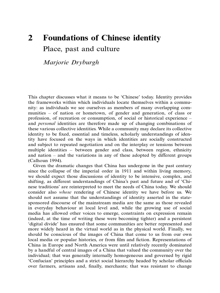 Chapter 2 The Foundations of Chinese Identity | PDF | Religion ...
