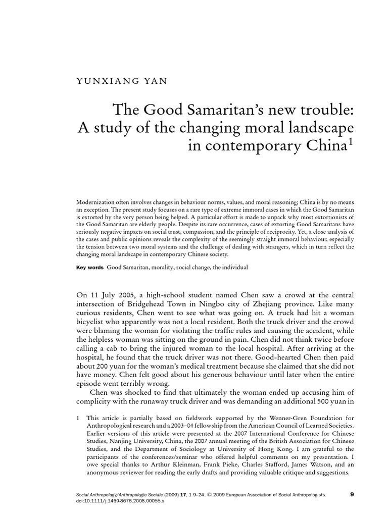 The Good Samaritan's New Trouble - A Study of The Changing Moral ...
