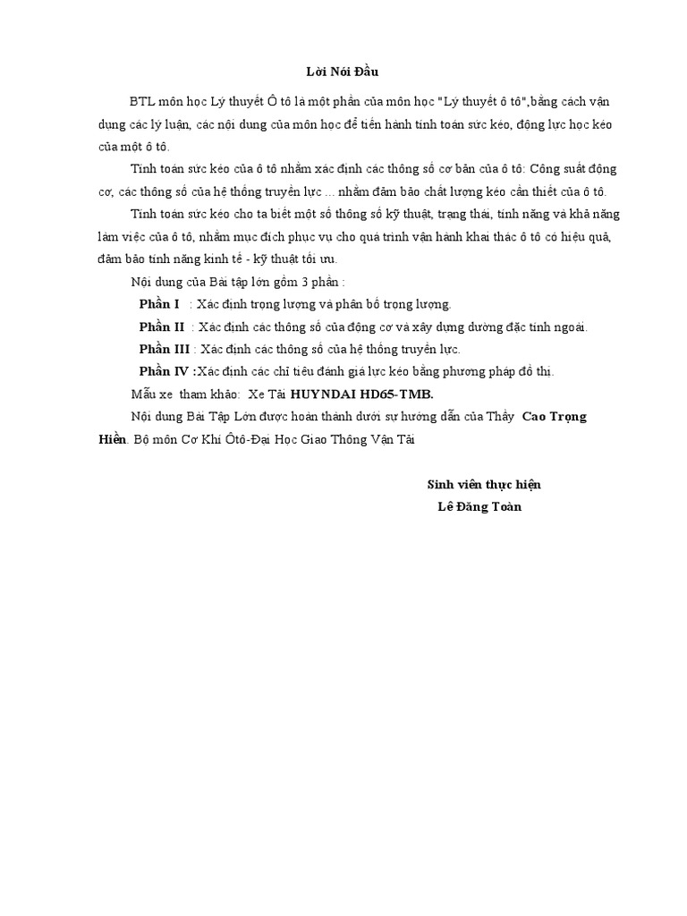 Bai Tap Lon Mon Li Thuyet o To 3rLNA4TLUZ 20130713043412 169747 | PDF