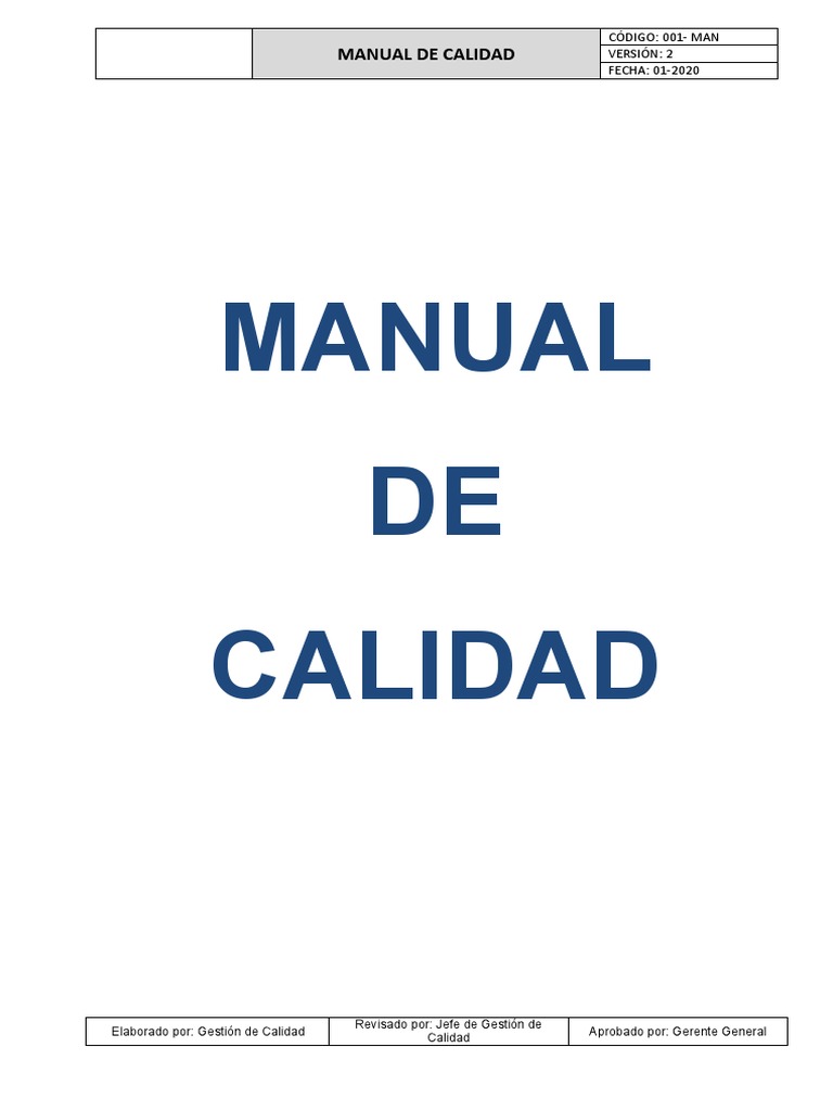 Manual de Calidad Alimentos | PDF