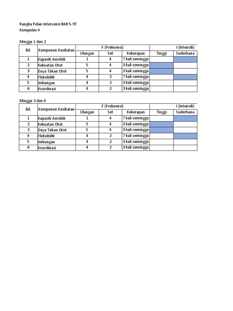 Rangka Pelan Intervensi Fizikal | PDF