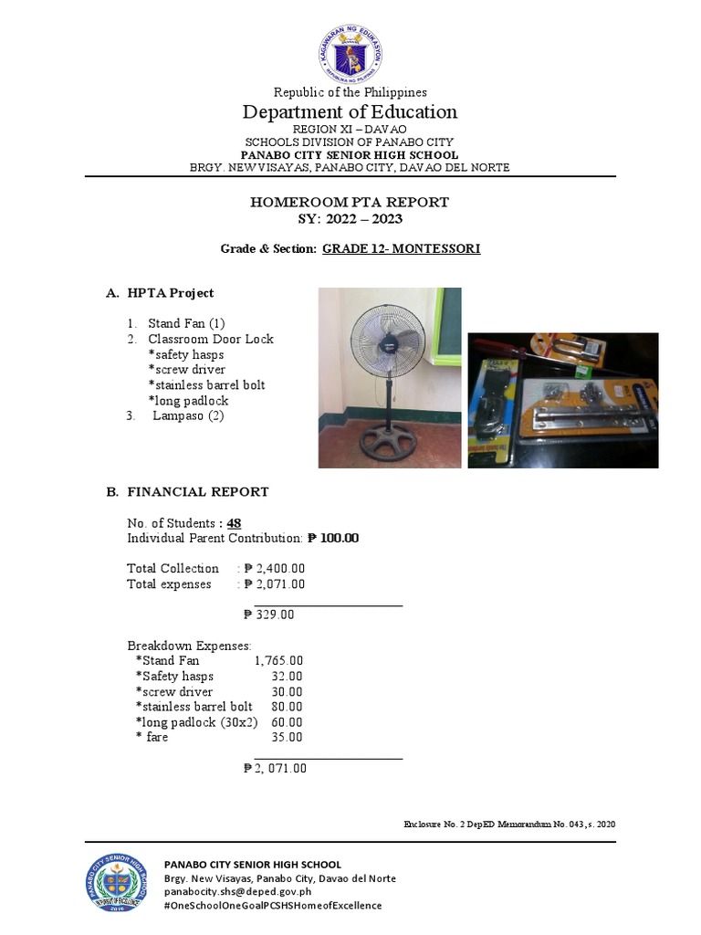 HPTA Report Template | PDF | Philippines