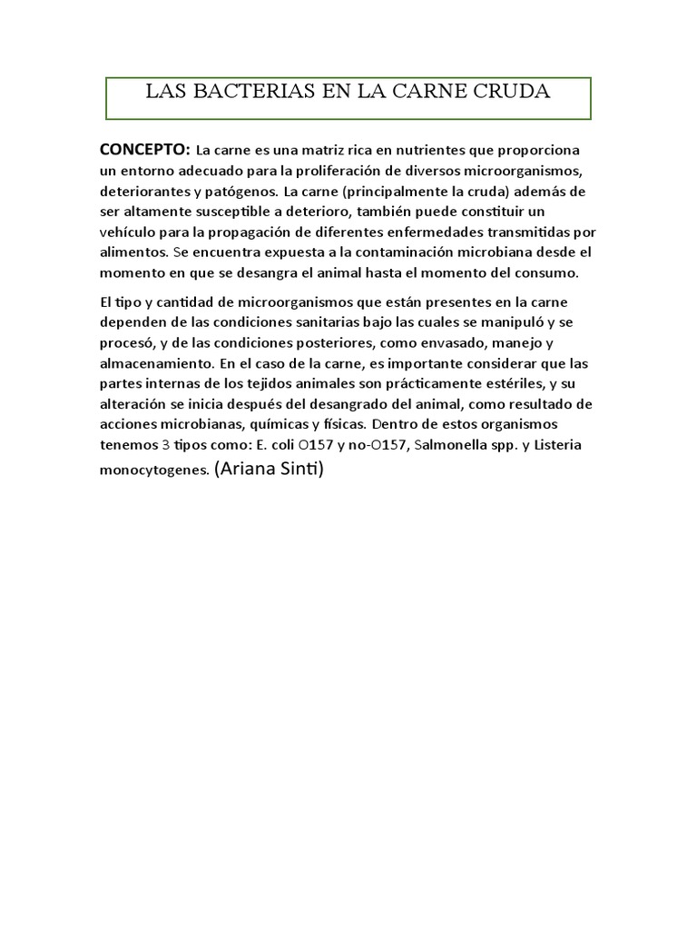 Las Bacterias en La Carne Cruda | PDF