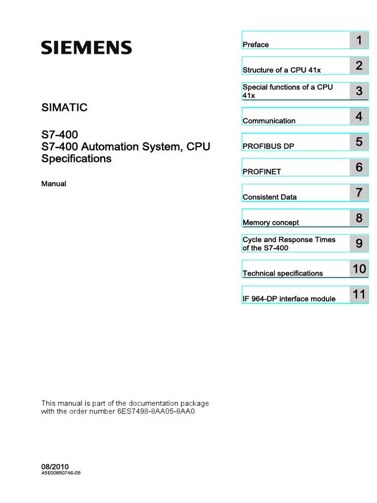 S7-400 Automation System, CPU Specifications Manual | PDF | Network Topology | Computer Networking