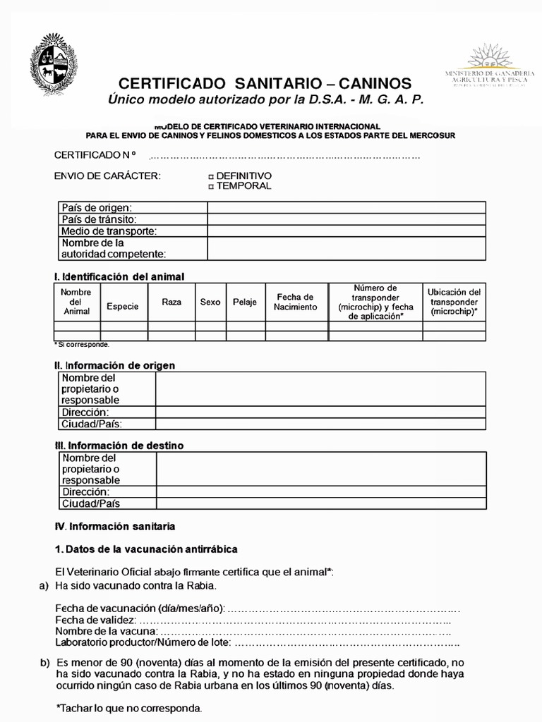 Certificado Sanitario Extranjeros | PDF