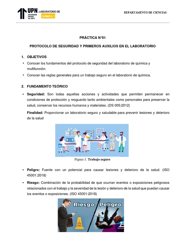 Guía Práctica 01 - Protocolo de Seguridad y Primeros Auxilios en Laboratorio | Descargar gratis ...