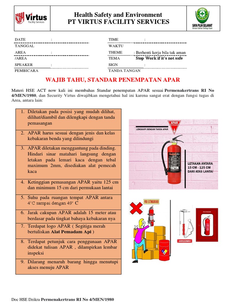 VGR 3. Standar Penempatan APAR | PDF