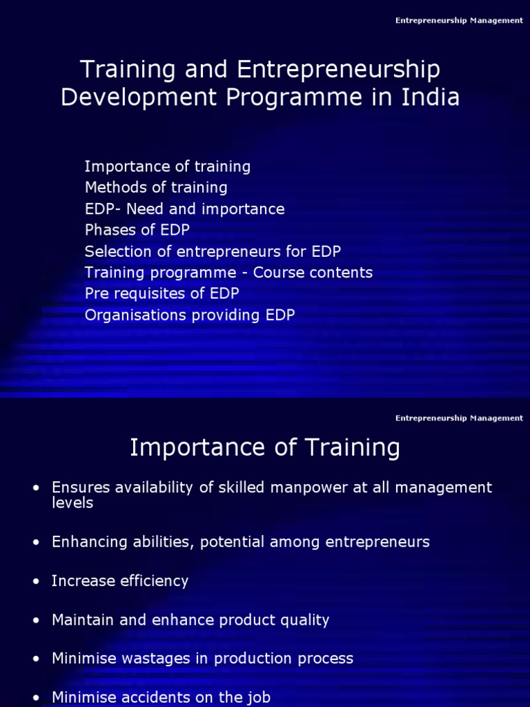 Entrepreneurial Development in India and EDP | PDF