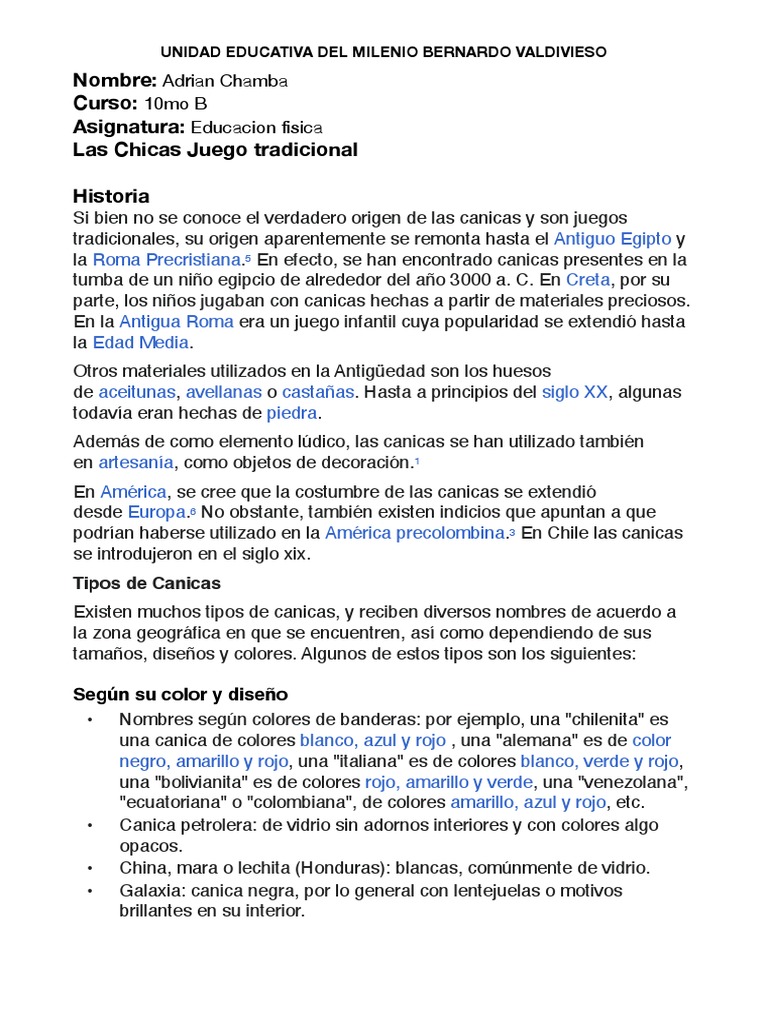 Juego Tradicional de Las Canicas | PDF