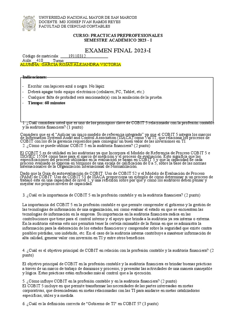 EXAMEN FINAL Práct. Preprof. A410 | PDF