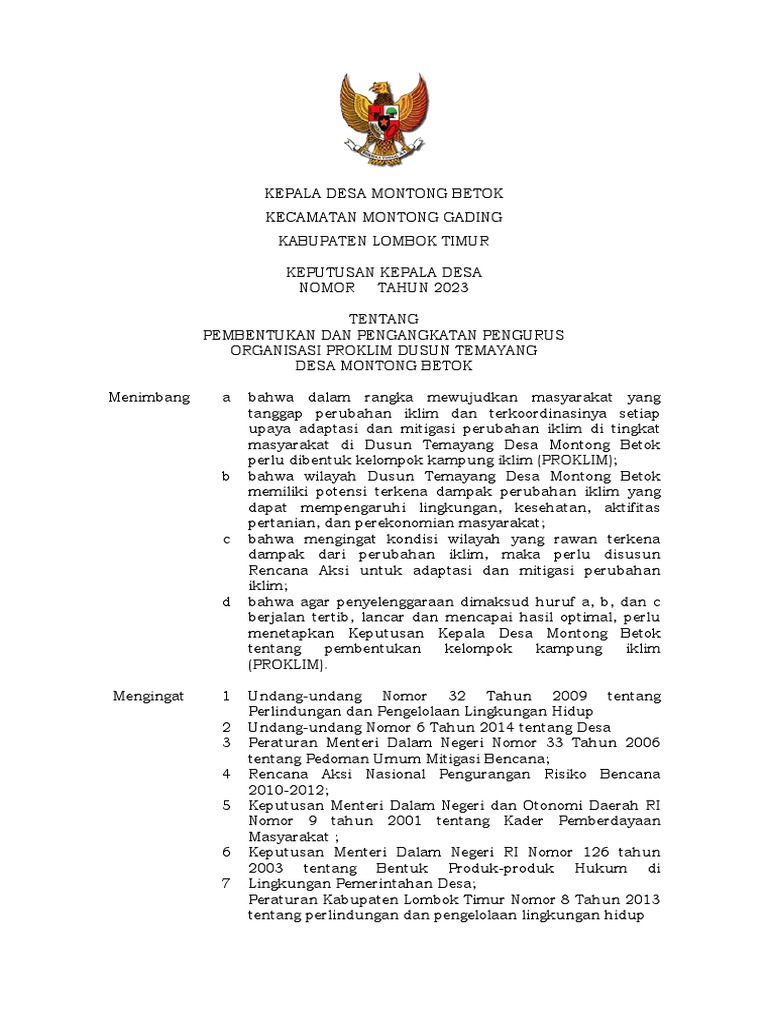 SK Proklim Montong Betok | PDF | Ilmu Sosial | Griya & Taman