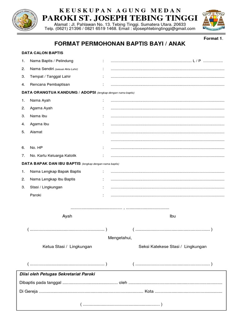 Format 1. Baptis Bayi | PDF