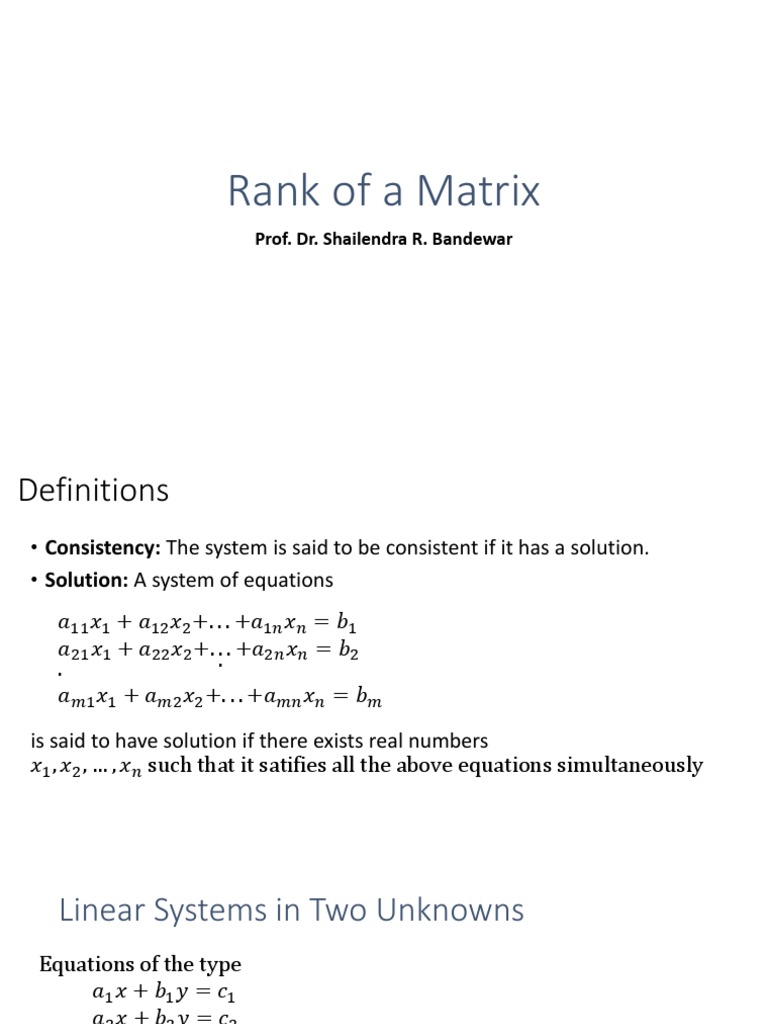 Rank of A Matrix | PDF | Matrix (Mathematics) | Matrix Theory