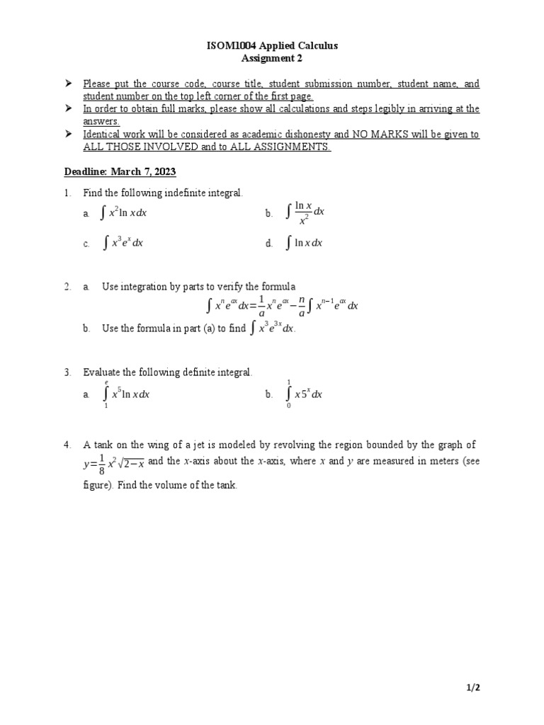 2022 - 2 (1004) Assignment 2 | PDF | Mathematics | Mathematical Analysis