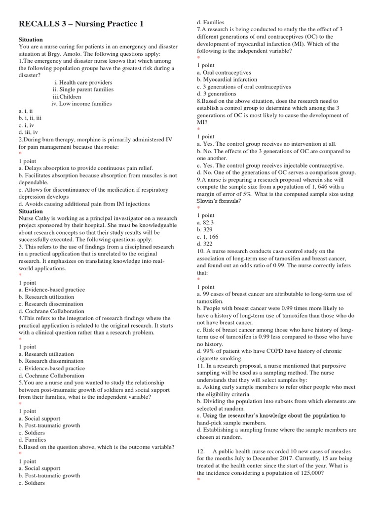 RECALLS 3 - Nursing Practice 1: Situation | PDF | Luteinizing Hormone | Childbirth