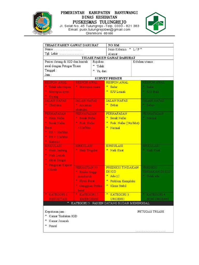 Form Triase Ugd | PDF
