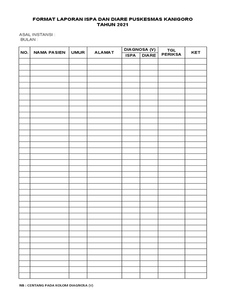 Form Lap Ispa Diare Jejaring | PDF